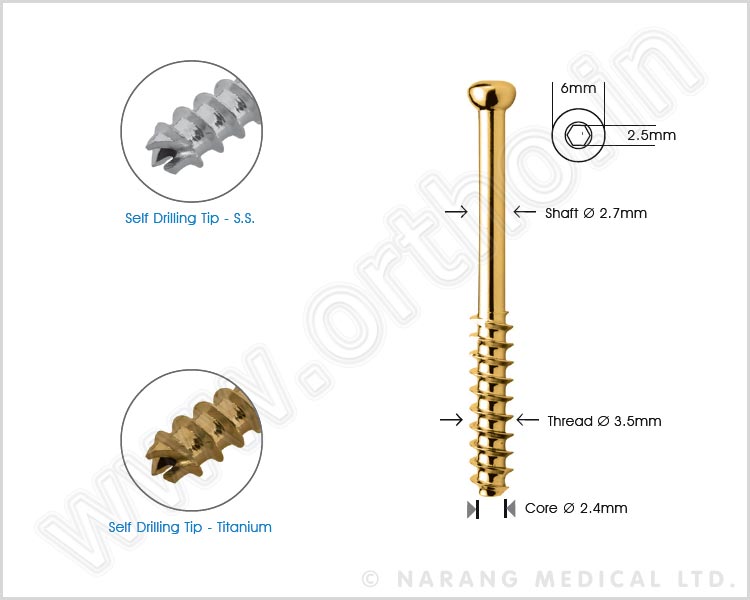 Cortex Cannulated Screw Ø 3.5mm Short Thread, Cortex Cannulated Screw Ø ...